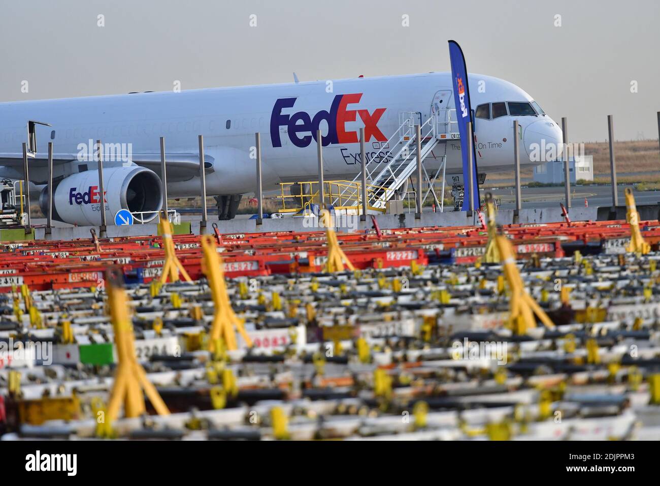 General view of the FedEx European Hub at Paris-CDG airport in Roissy ...