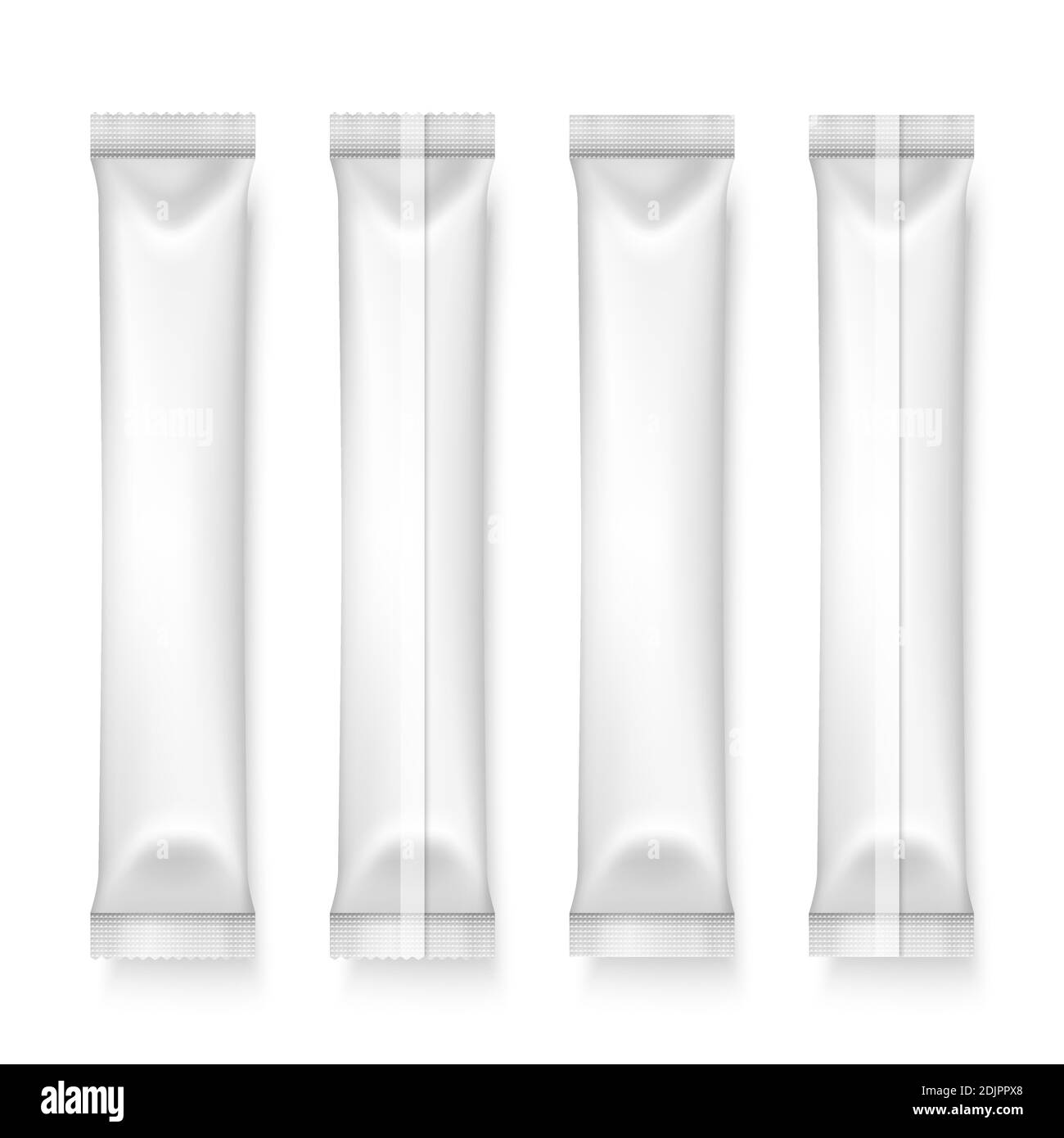 Vector 3d Realistic White Plastic, Paper Long Slim Blank Packaging Set ...