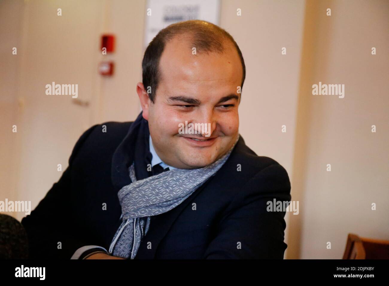 Front National's David Rachline when Marine Le Pen was presenting her ...