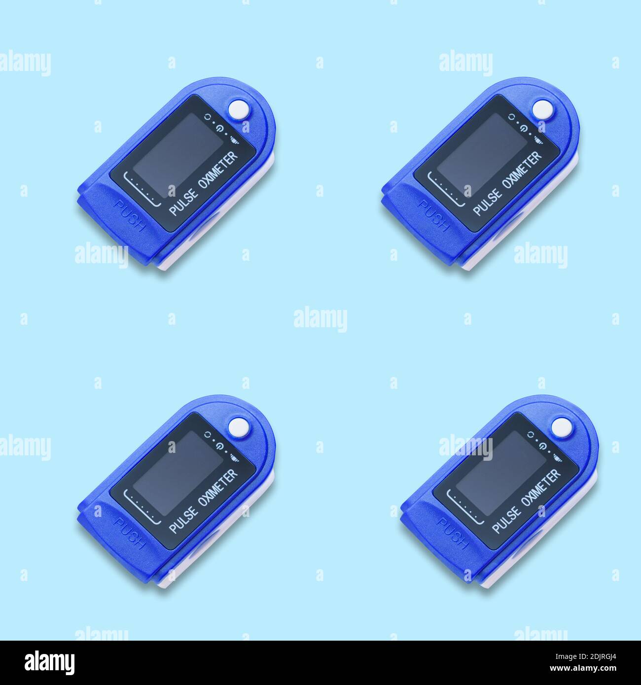 Seamless pattern. Portable blue Pulse Oximeter on blue background to ...