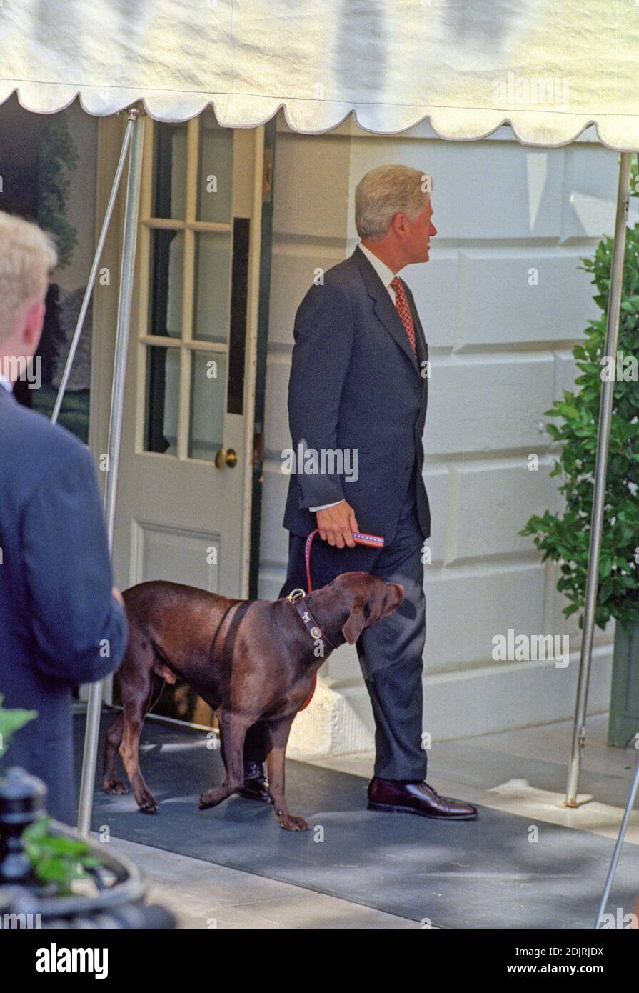 United States President Bill Clinton and his dog, Buddy, depart the ...