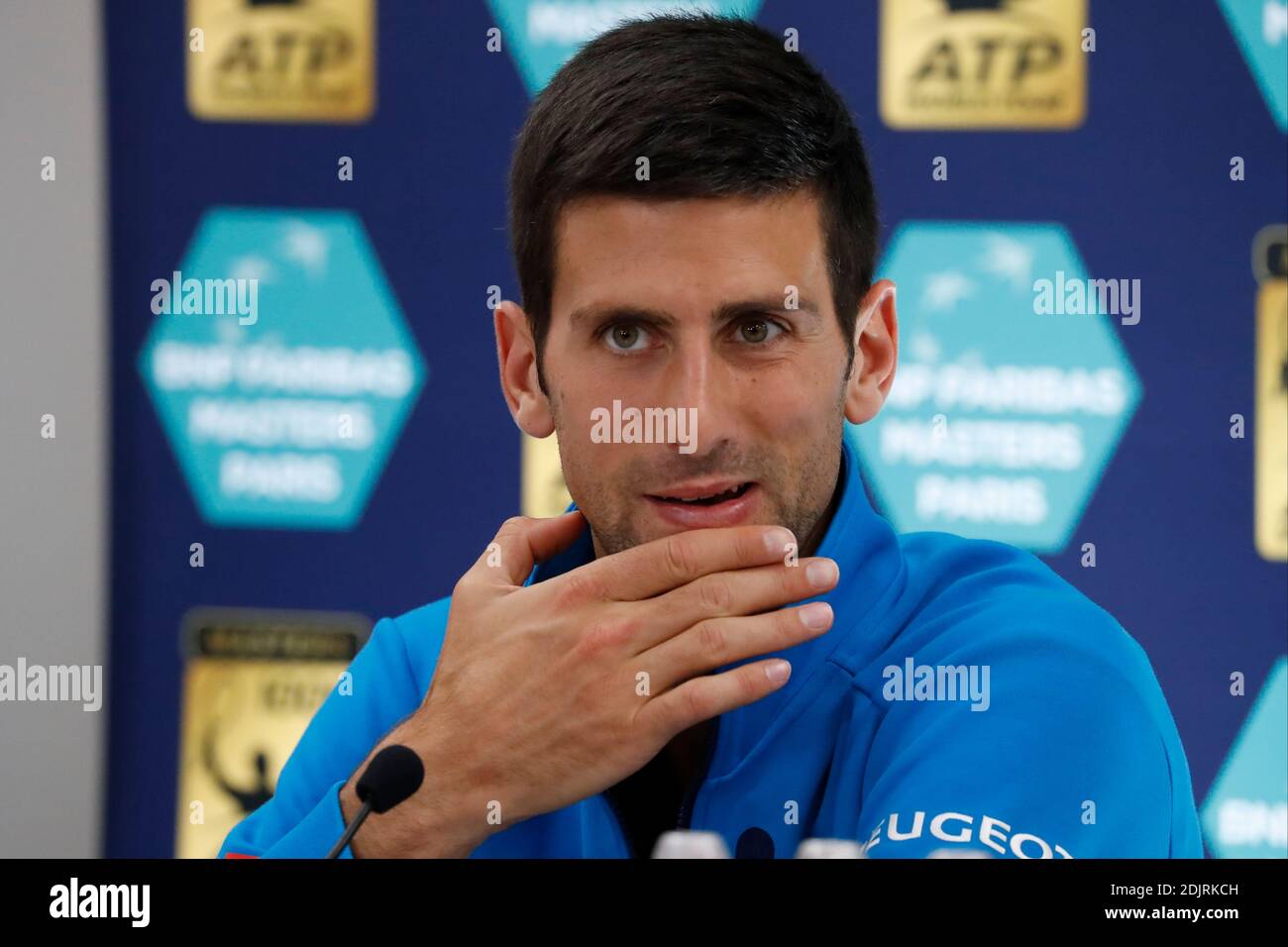Serbia's Novak Djokovic during a press conference at the BNP Paribas ...
