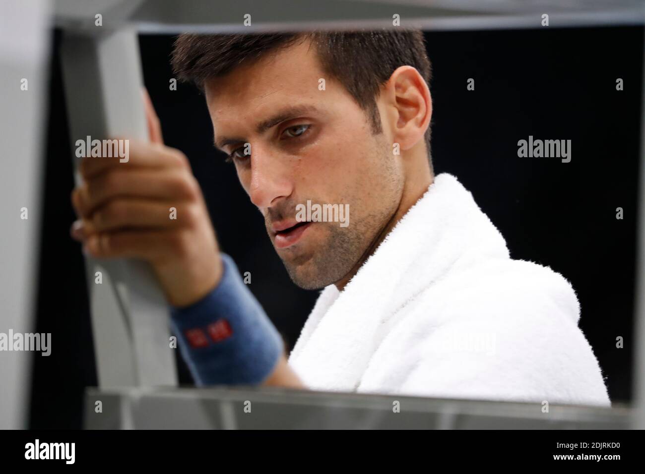 Serbia's Novak Djokovic training at the BNP Paribas Tennis Masters ...