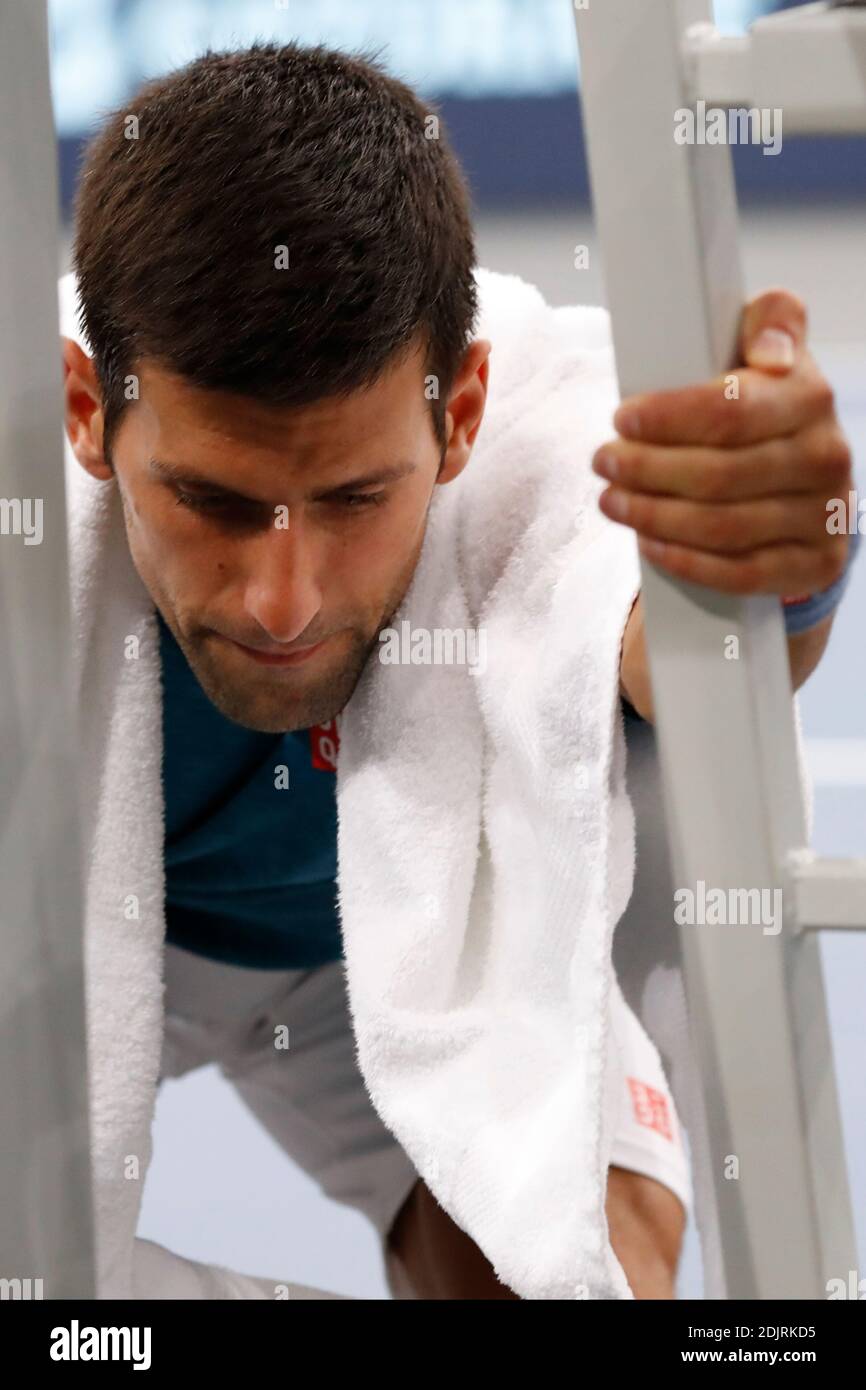 Serbia's Novak Djokovic training at the BNP Paribas Tennis Masters ...