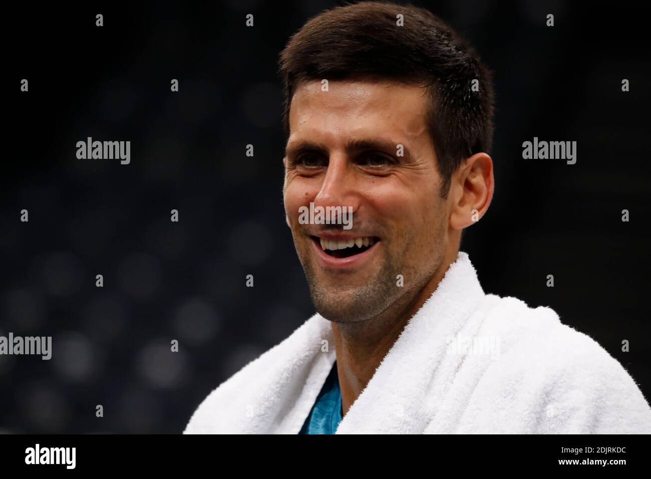 Serbia's Novak Djokovic training at the BNP Paribas Tennis Masters ...