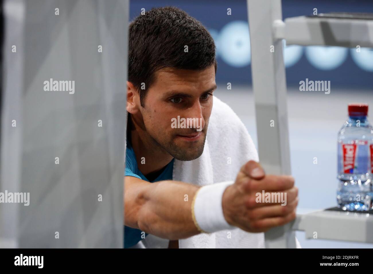 Serbia's Novak Djokovic training at the BNP Paribas Tennis Masters ...