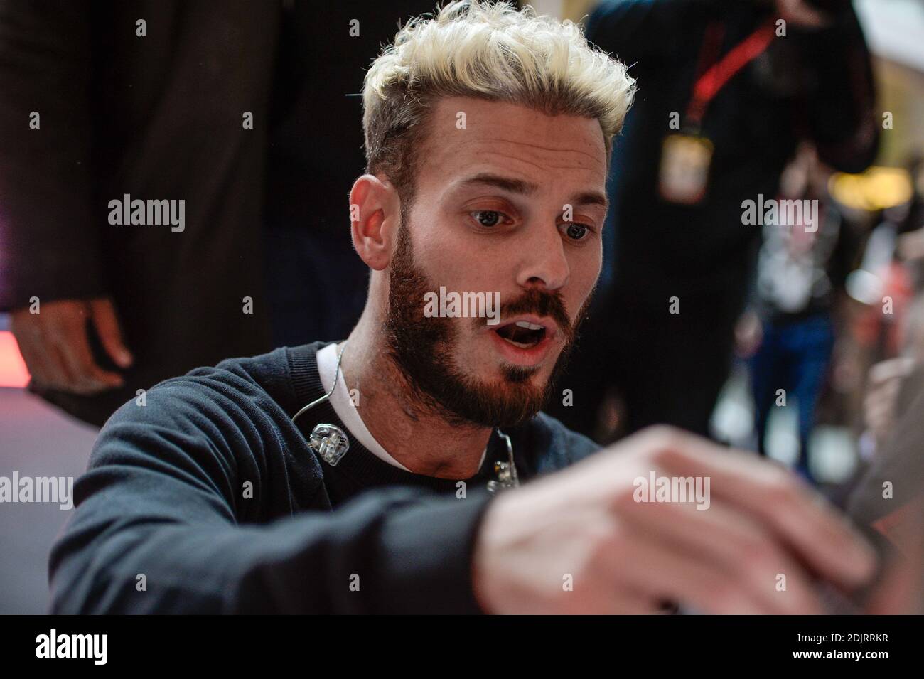 M Pokora during a live radio show at shopping center La Part Dieu in ...