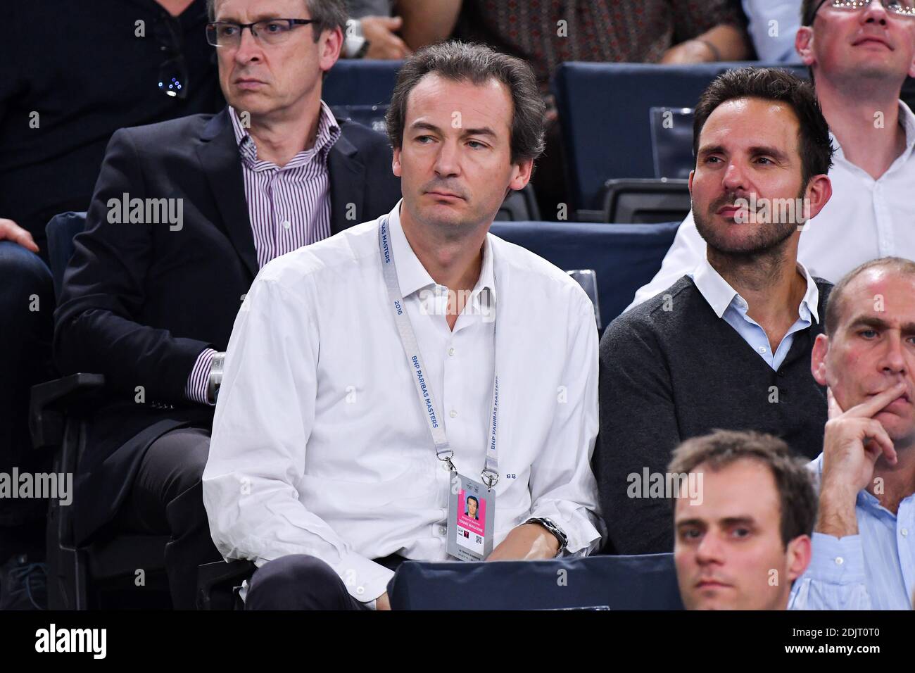 Benjamin Badinter and Christophe Michalak attend the Mens Singles ...