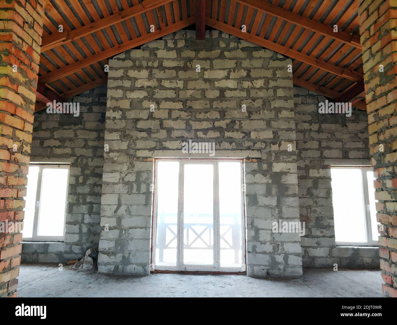 Inside view of the construction of a residential building made of ...