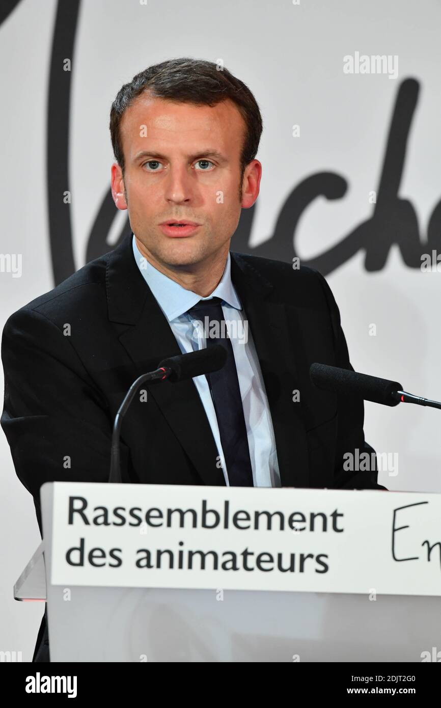 Founder and president of the political movement "En Marche !" Emmanuel ...