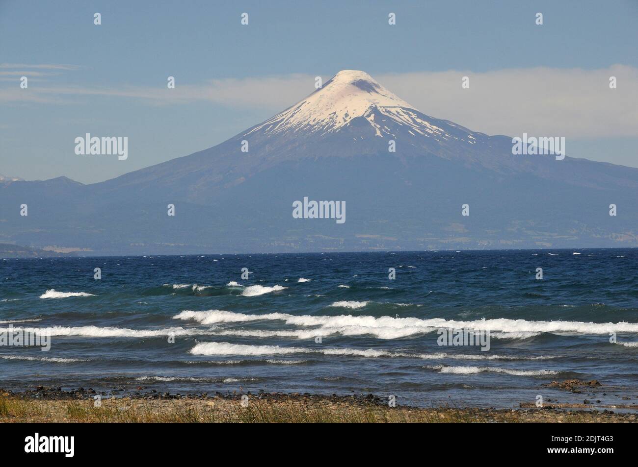 South America, Chile, X Region, Puerto Octay, Lake Llanquihue with a ...