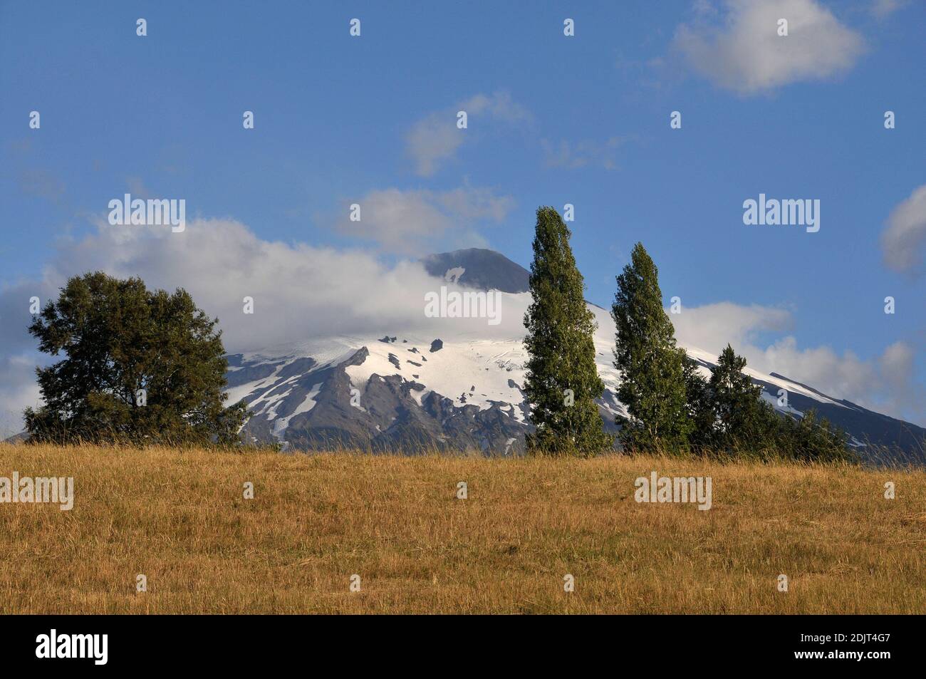 South America, Chile, lX region, Pucon, Villarrica volcano Stock Photo ...