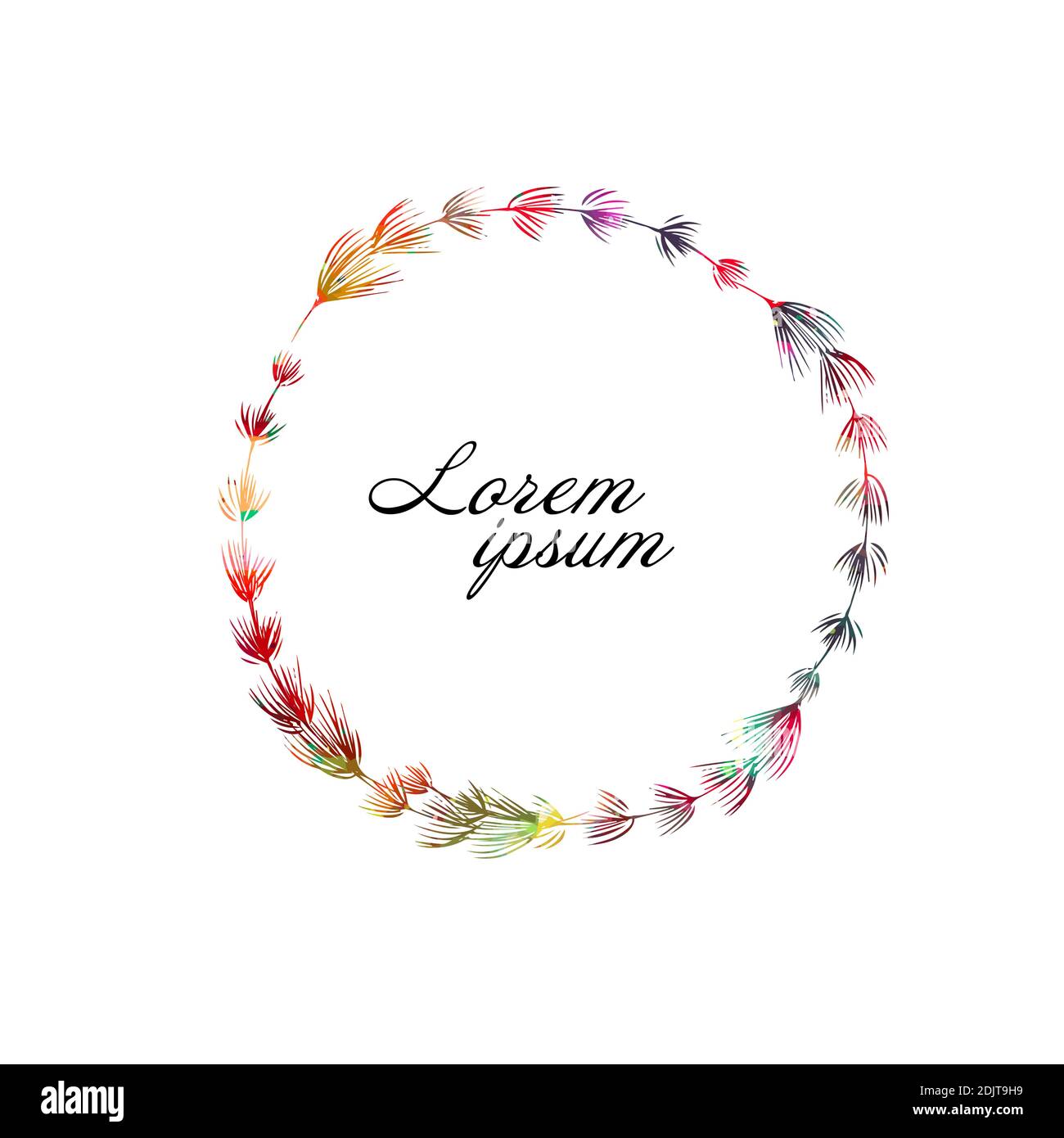 Round floral frame with multicolored flowers. Vector illustration Stock ...