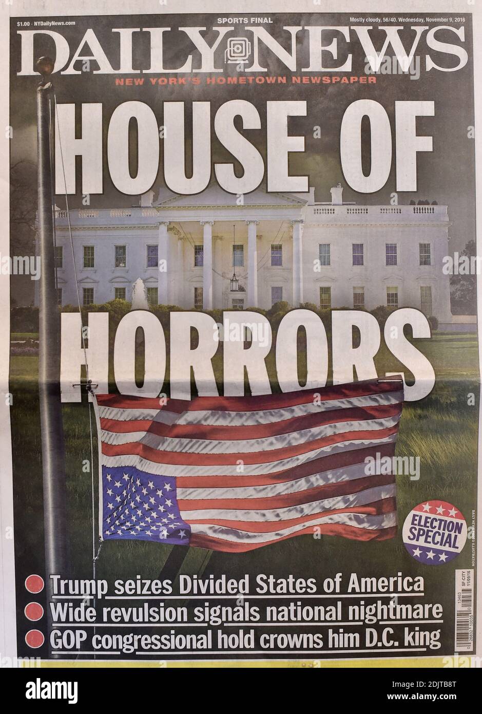 Newspapers covers following Donald Trump's presidential win November 9 ...