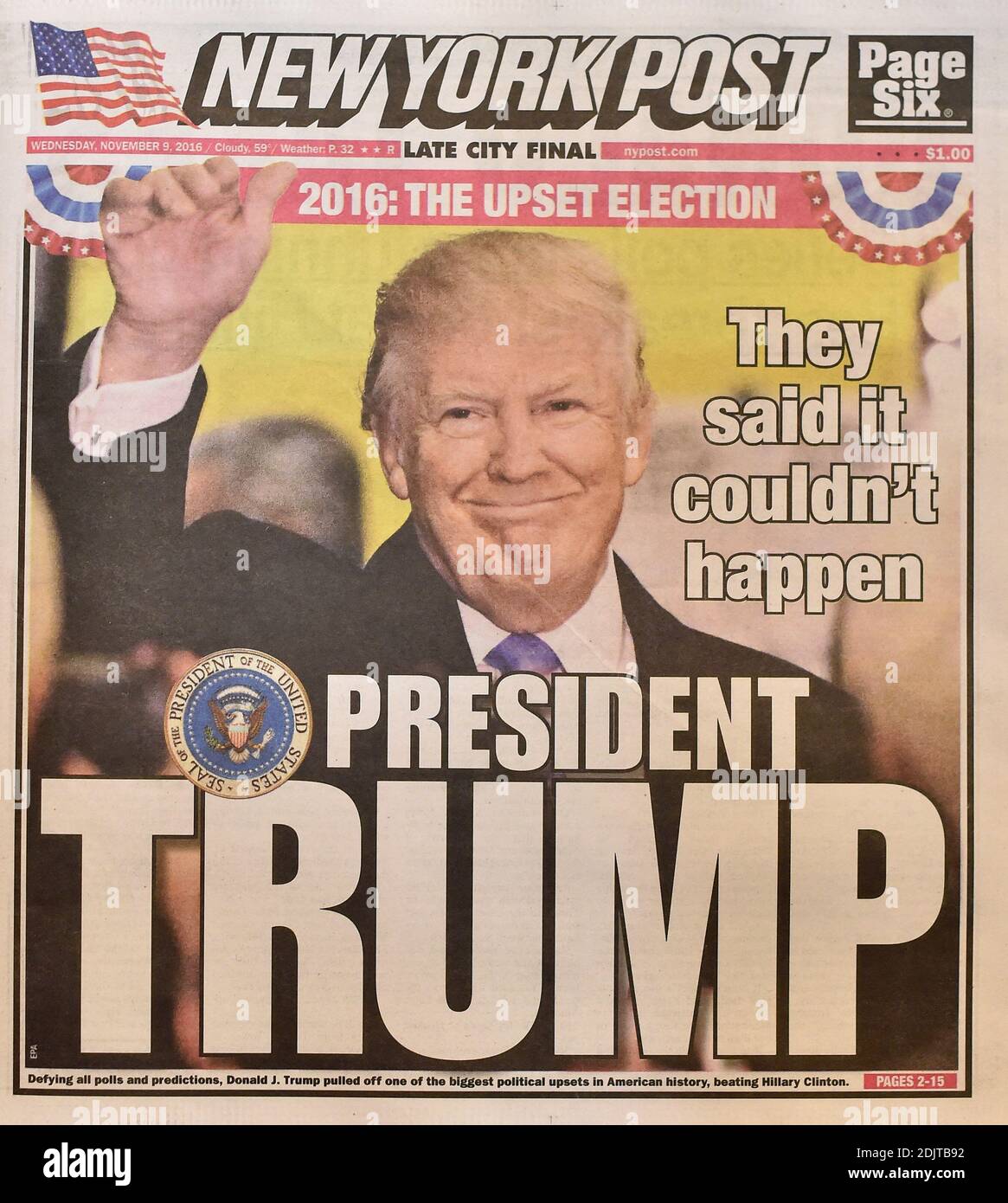 Newspapers covers following Donald Trump's presidential win November 9 ...