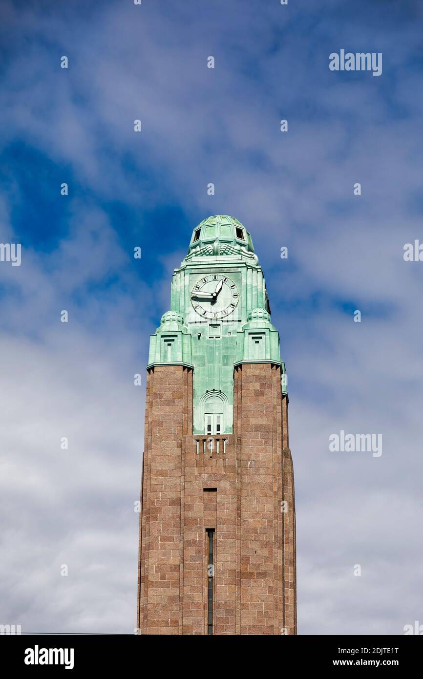 Tower clock, Helsinki Central Station, Finland Stock Photo - Alamy
