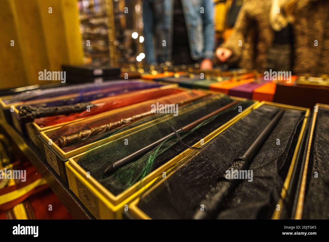 colorful boxes with magic wands in store Stock Photo - Alamy