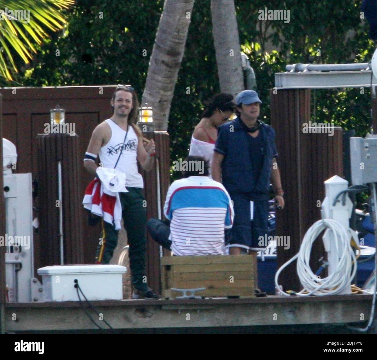 Latin crooner Alejandro Sanz takes a boat trip round Miami Bay with ...