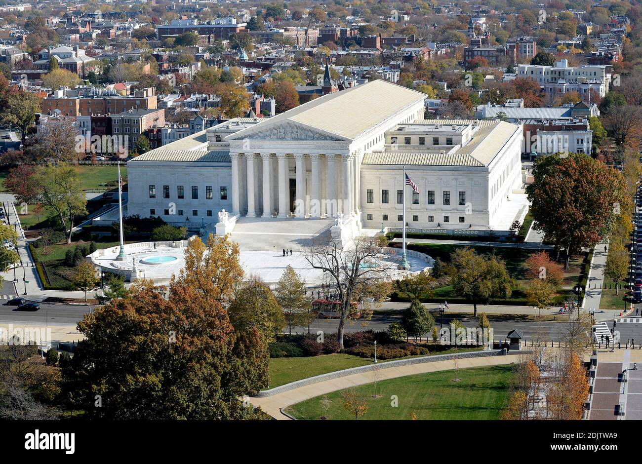 The US Supreme Court can be seen from the recently restored US Capitol ...