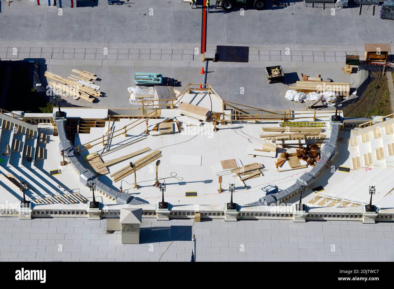 The Presidential Inauguration Stand is seen under construction from the ...