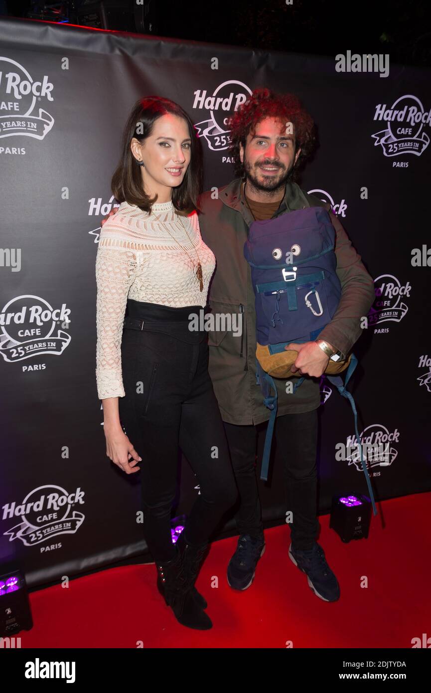 Frederique Bel and Maxime Musqua arriving to the 25 years party of the Paris hard rock cafe held ...