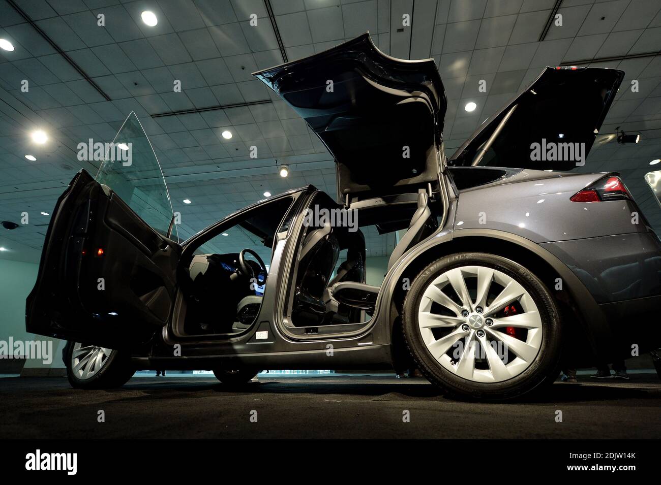 The Telsa Model X EV at the Los Angeles Auto Show, in Los Angeles ...