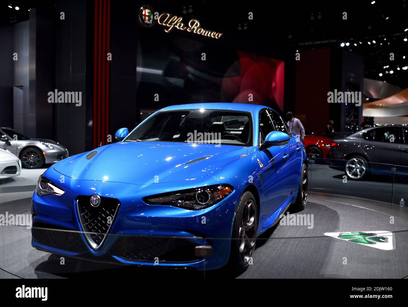 The Alfa Romeo Giulia at the Los Angeles Auto Show, in Los Angeles ...