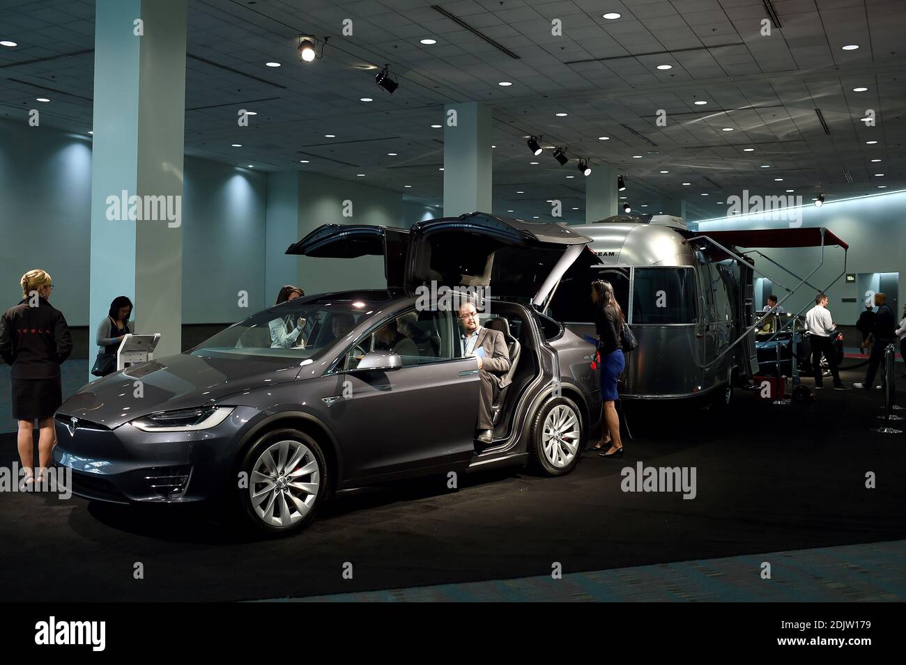 The Telsa Model X EV at the Los Angeles Auto Show, in Los Angeles ...