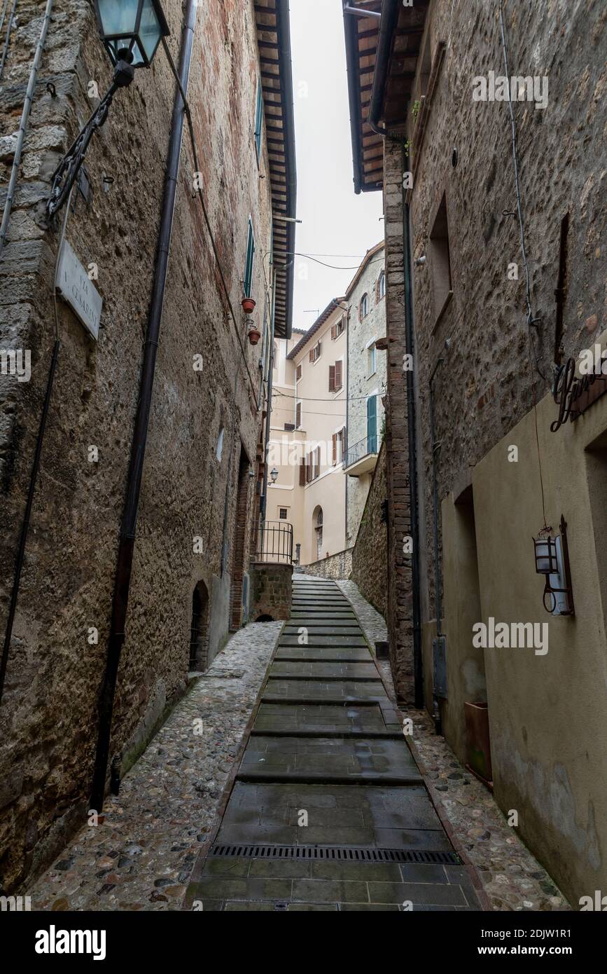 acquasparta,italy september 21 2020:architecture of alleys and ...