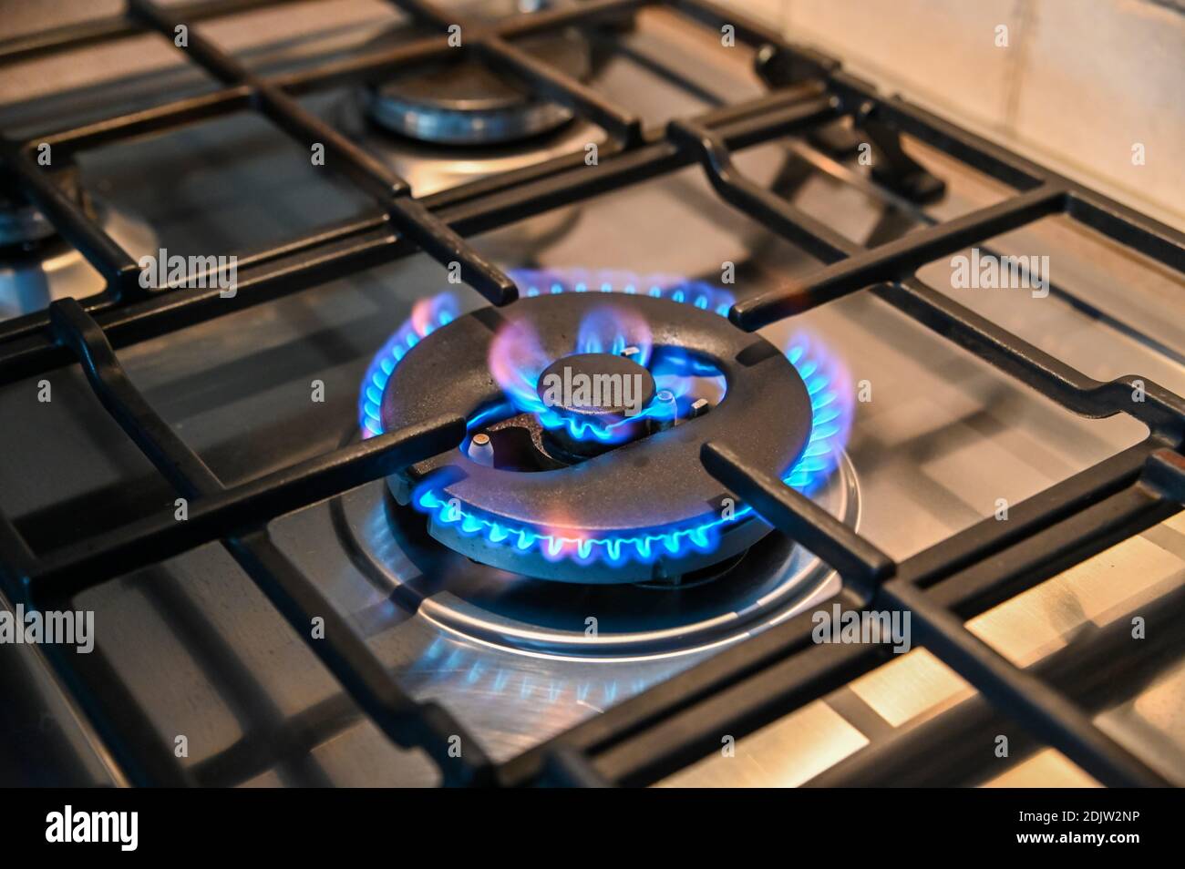 central kitchen stove the largest lit ready to cook Stock Photo - Alamy