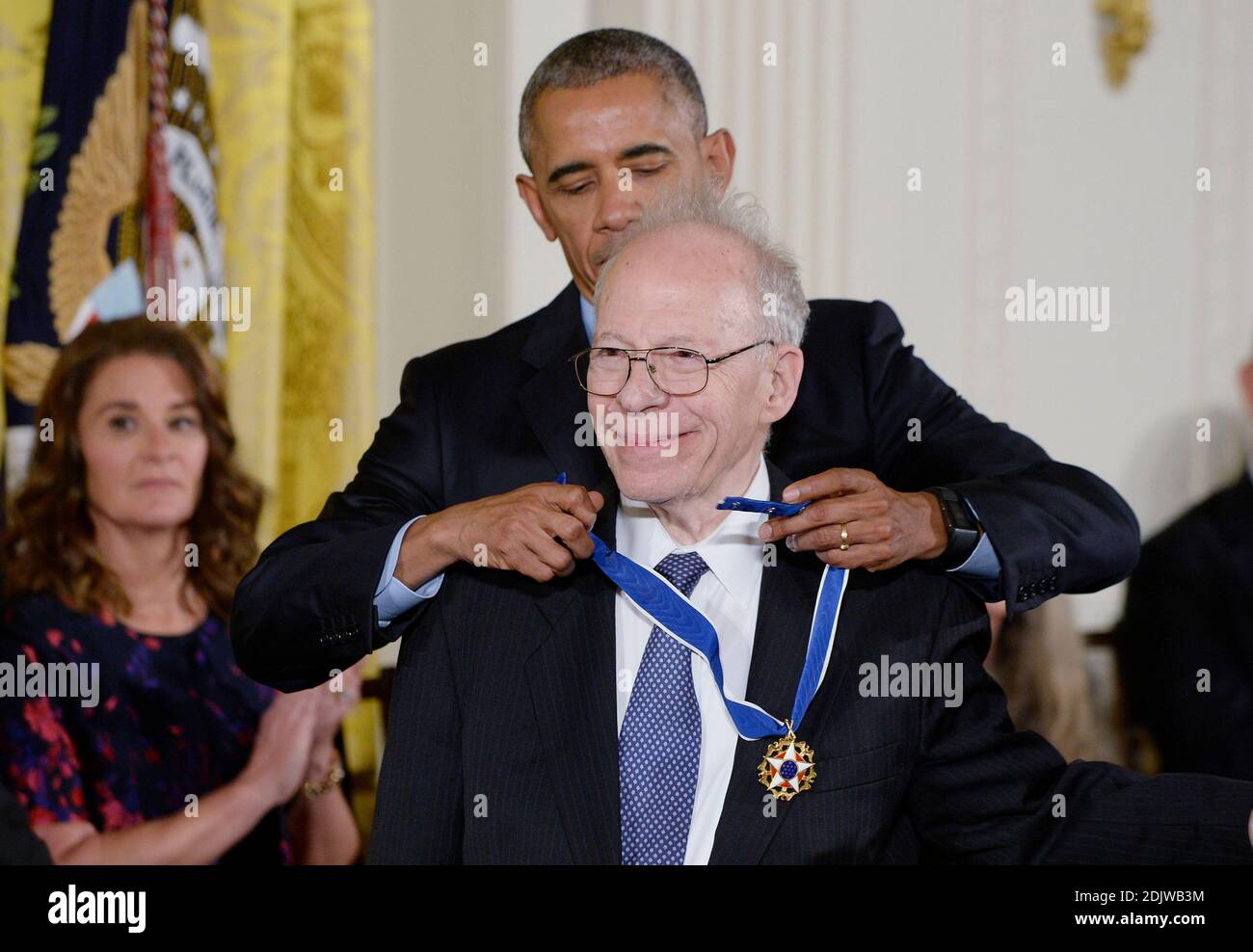 US President Barack Obama presents physicist Richard Garwin with the ...