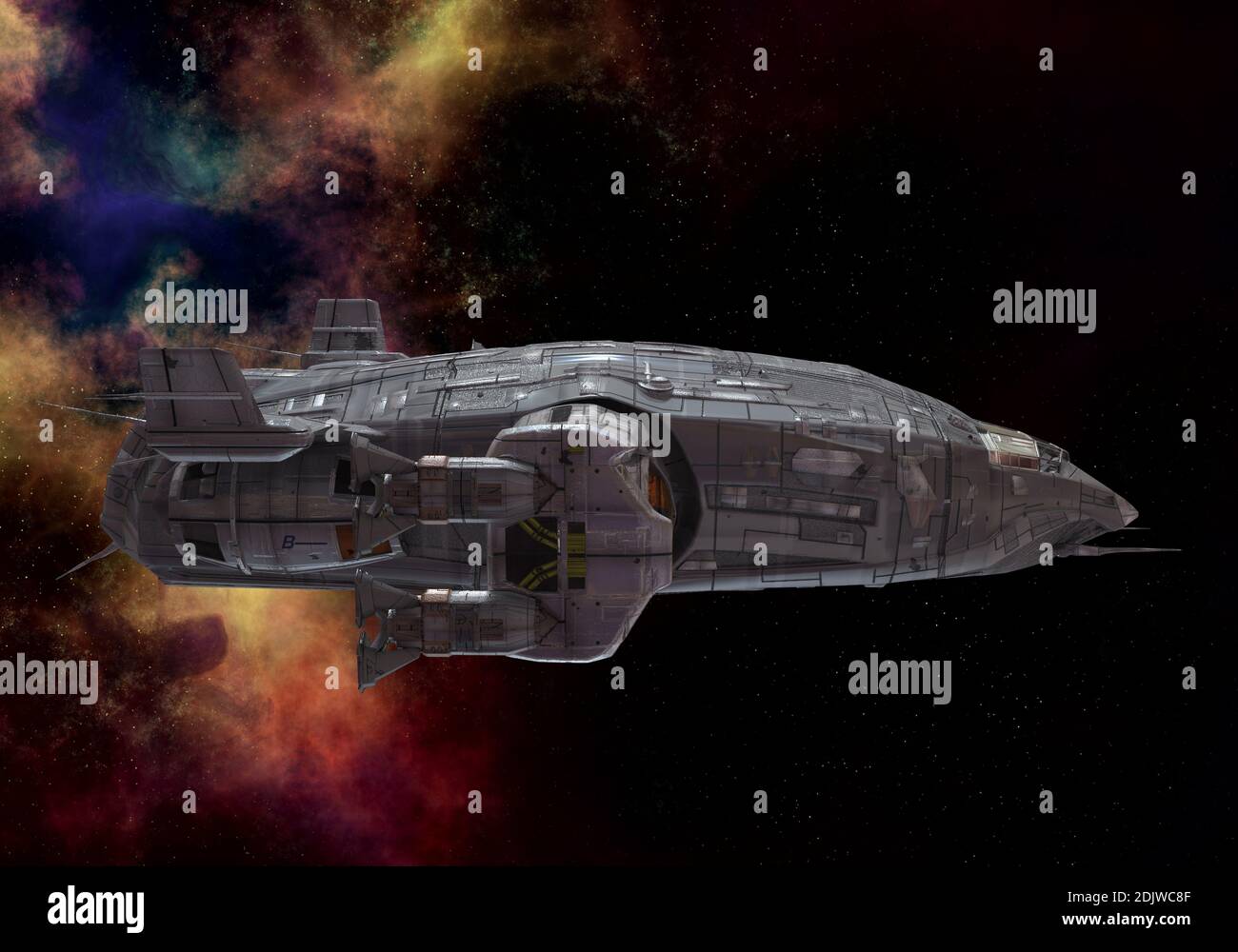 3D illustration future spaceship in deep space Stock Photo - Alamy