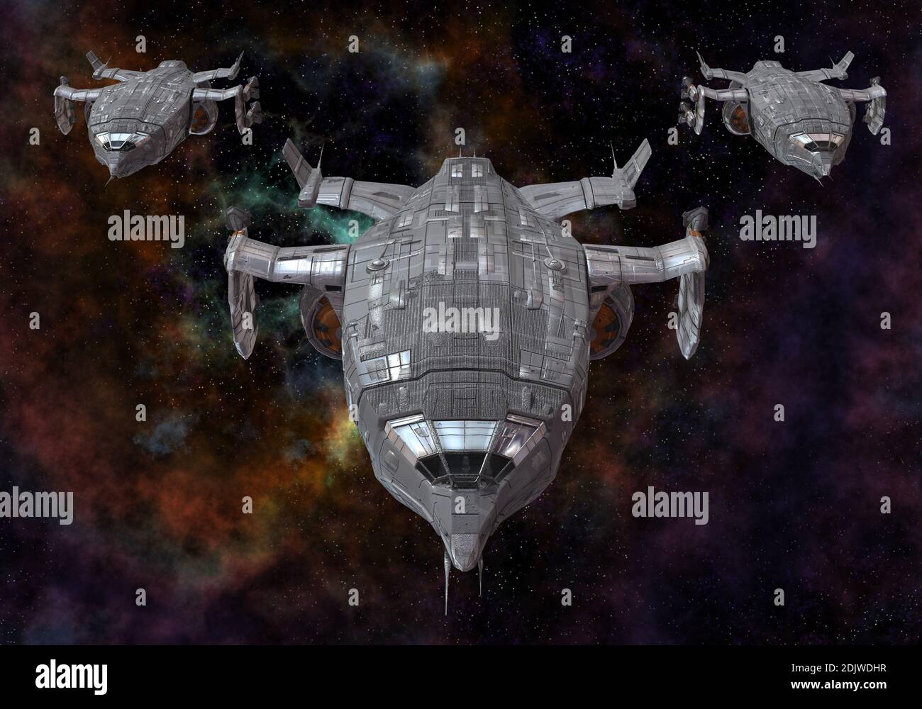 3D illustration future spaceships in deep space Stock Photo - Alamy