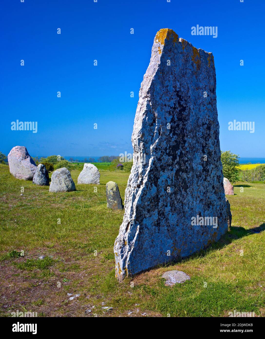 Europe, Sweden, Smaland, Öland Island, Viking burial ground near ...