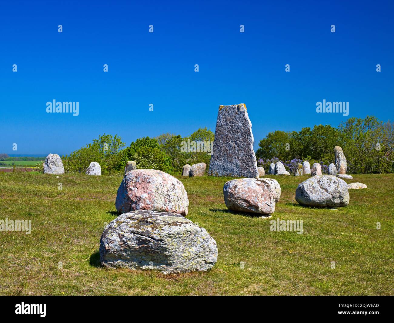 Europe, Sweden, Smaland, Öland Island, Viking burial ground near ...