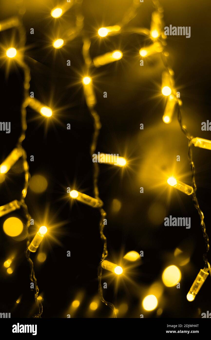 Neon illuminating wreath lights in color of the year 2021. Festive ...