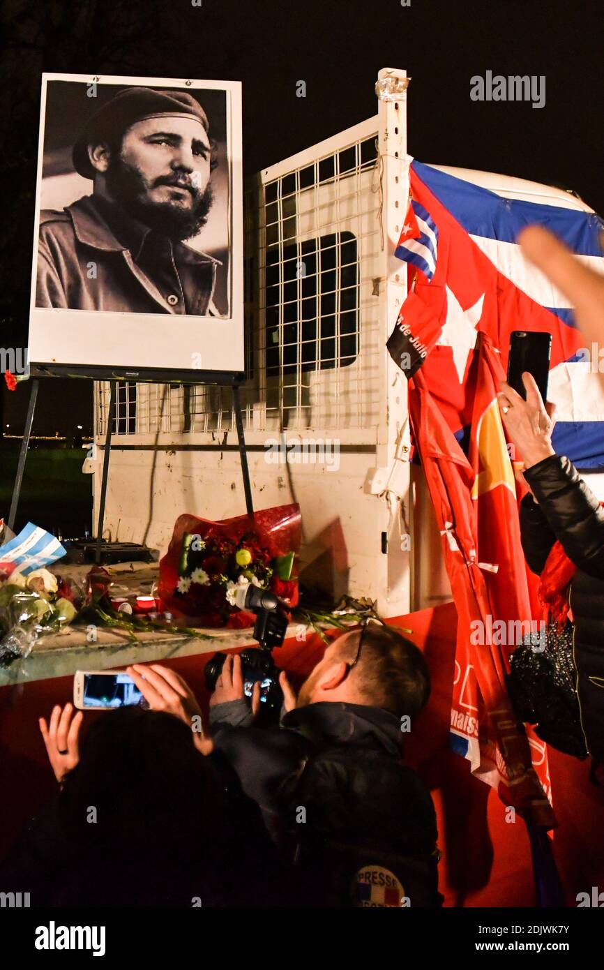 A portrait of Cuban leader Fidel Castro is seen during a tribute ...
