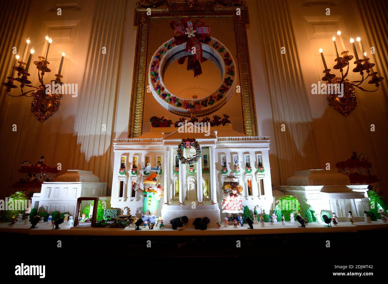 The gingerbread White House is on display during a press preview of the ...
