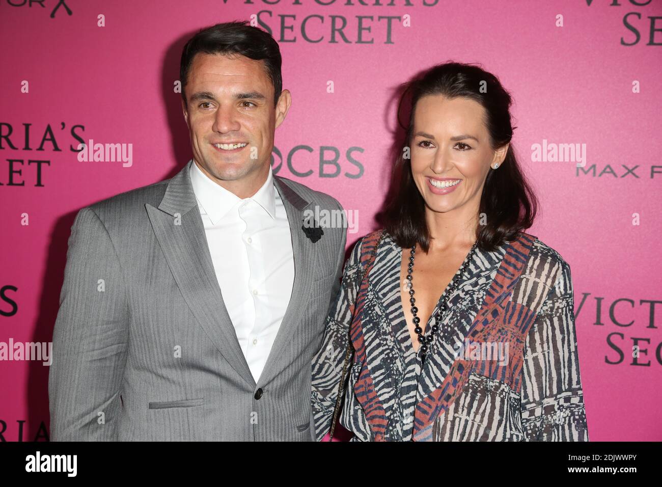 EDITORIAL USE ONLY. Dan Carter and his wife arriving at the Victoria’s ...