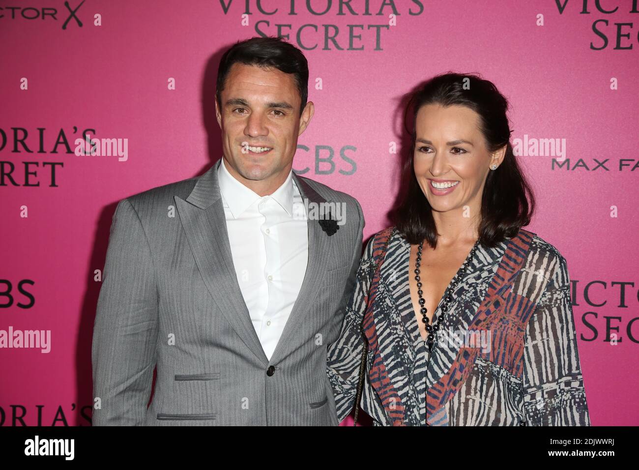 EDITORIAL USE ONLY. Dan Carter and his wife arriving at the Victoria’s ...