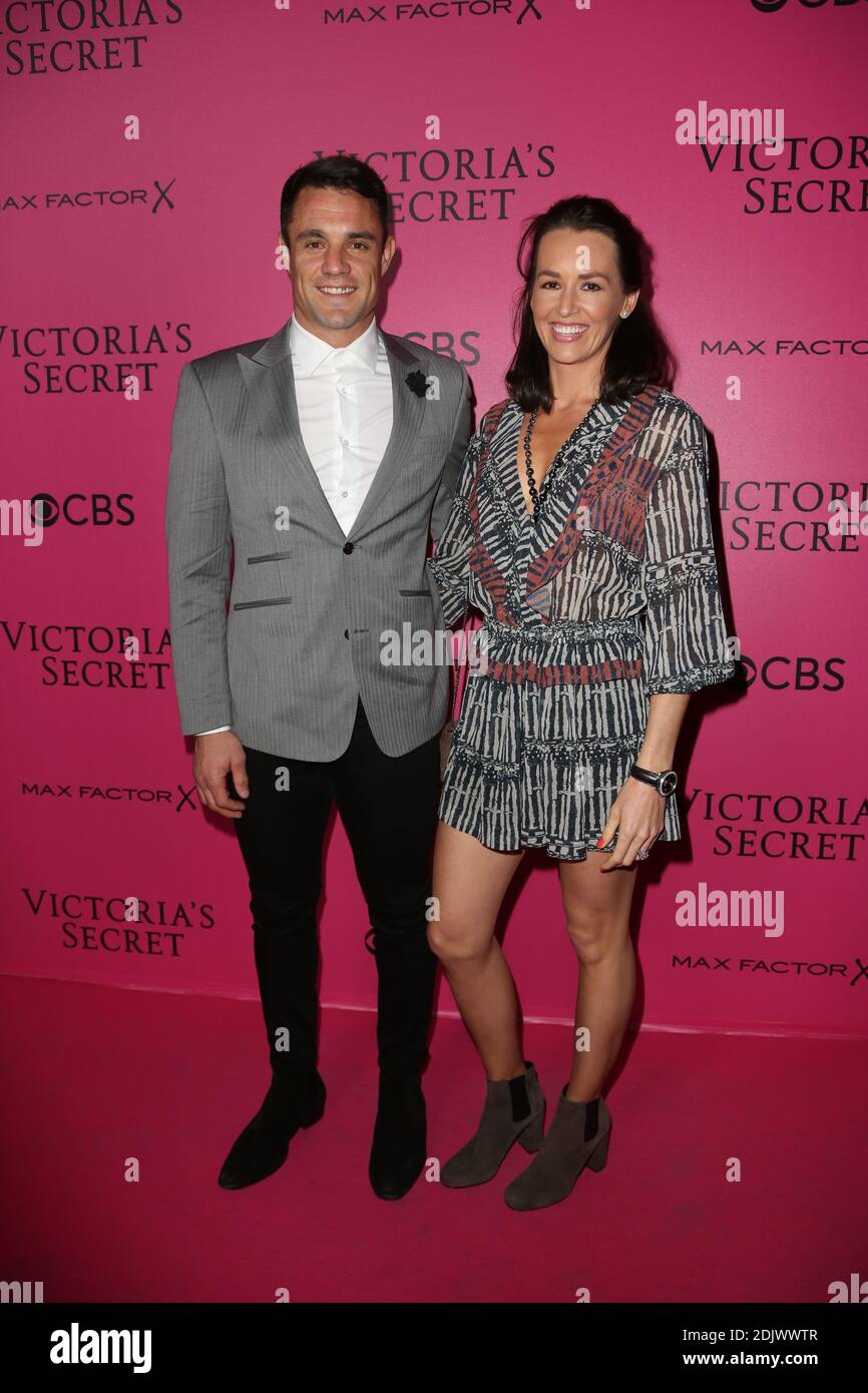 EDITORIAL USE ONLY. Dan Carter and his wife arriving at the Victoria’s ...