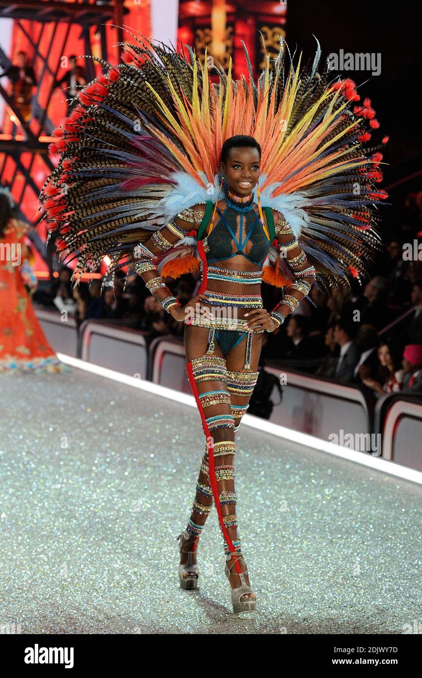 EDITORIAL USE ONLY. Maria Borges walks on the runway at the Victoria's ...