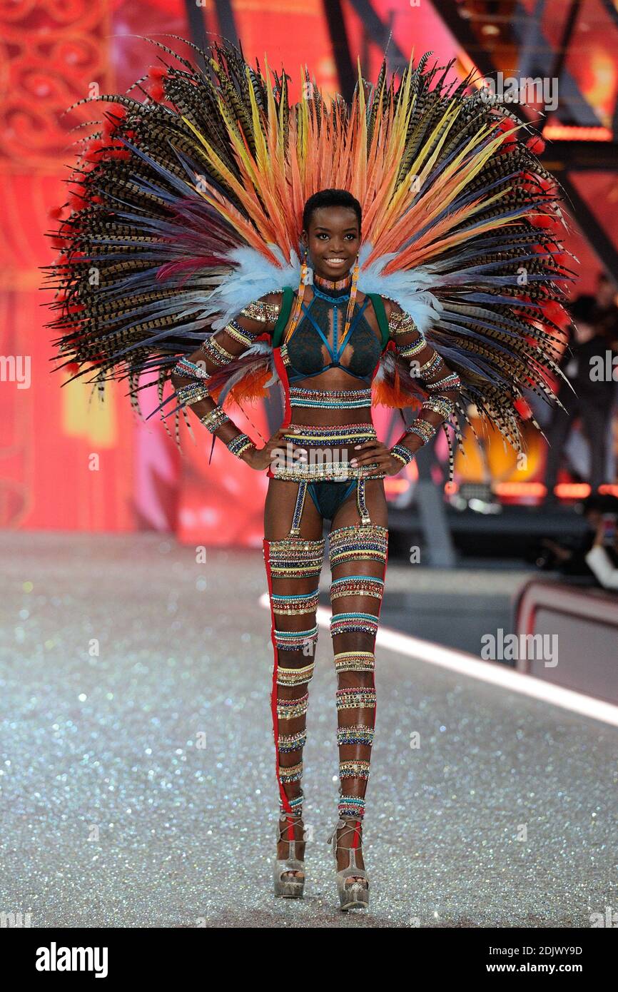 EDITORIAL USE ONLY. Maria Borges walks on the runway at the Victoria's ...