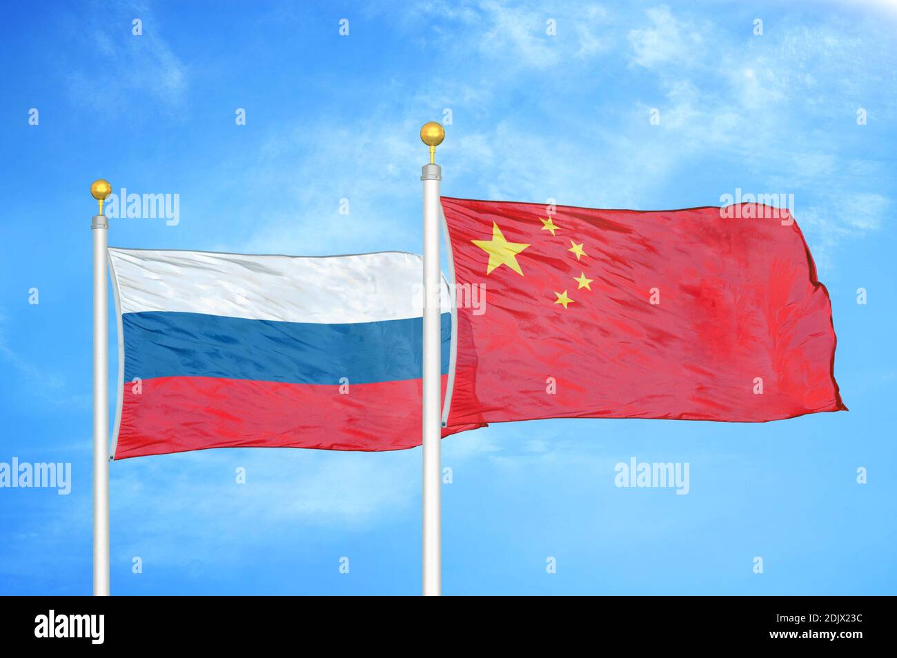 Chinese russian flags flagpole hi-res stock photography and images - Alamy
