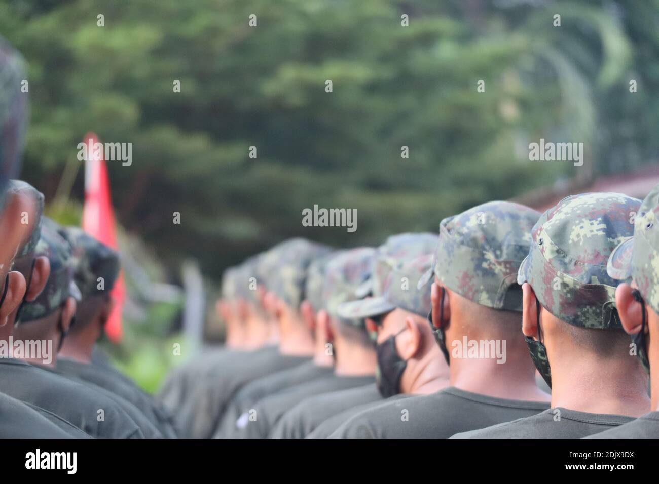 Rear View Of Soldiers Standing Outdoors Stock Photo - Alamy