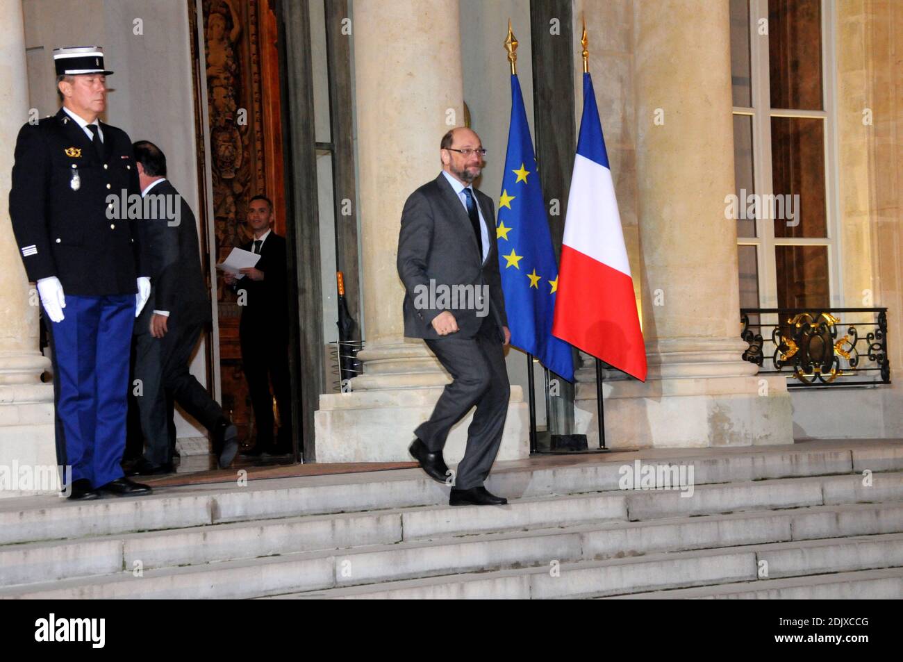 The President of the European Parliament, Martin Schulz leaving the ...