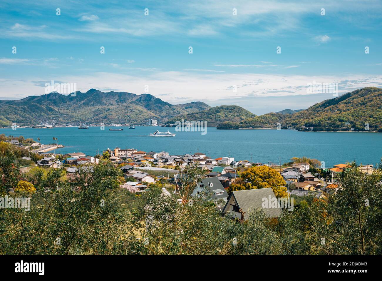 Shodoshima island seaside village at Olive park in Kagawa, Japan Stock ...