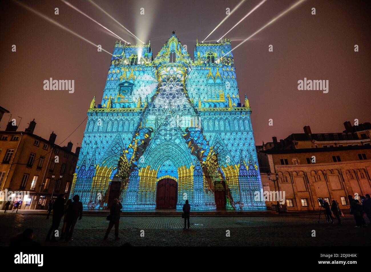 Cathedrale St Jean hosting a light show during light rehearsals on the ...