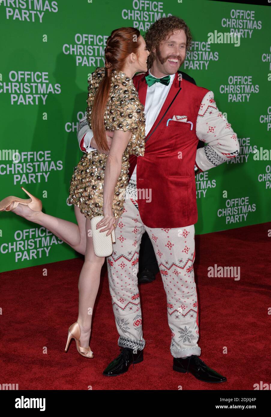 Kate Gorney and T. J. Miller attend the premiere of Paramount Pictures ...