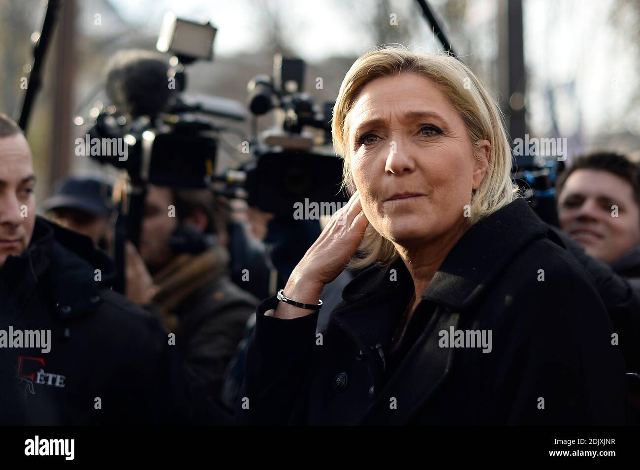 French politician and president of the National Front Marine Le Pen ...